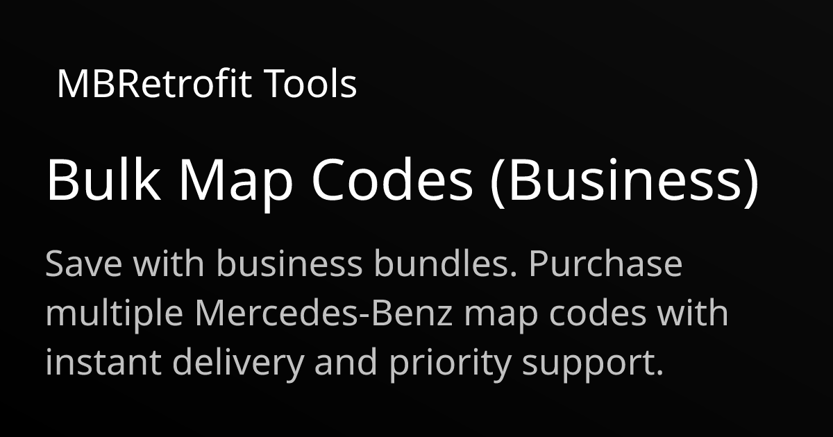 Bulk Map Codes (Business) | MBRetrofit Tools