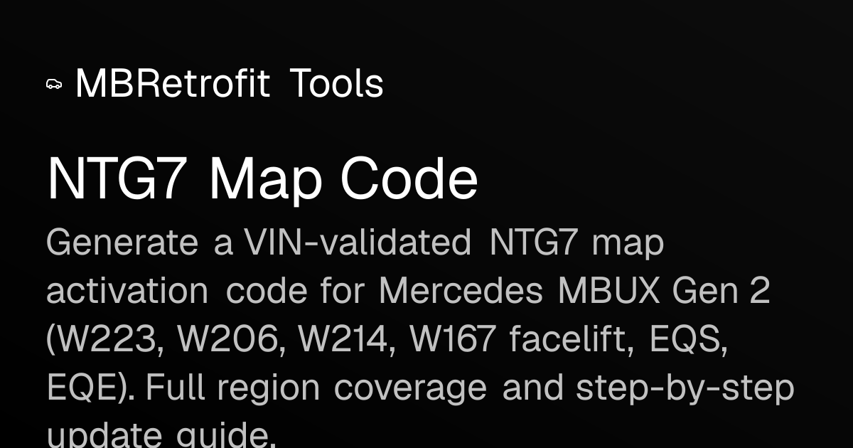 NTG7 Map Code | MBRetrofit Tools